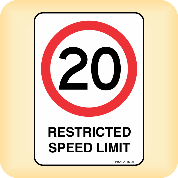 Sticker – Restricted Speed Limit – 20. – Klein Signs